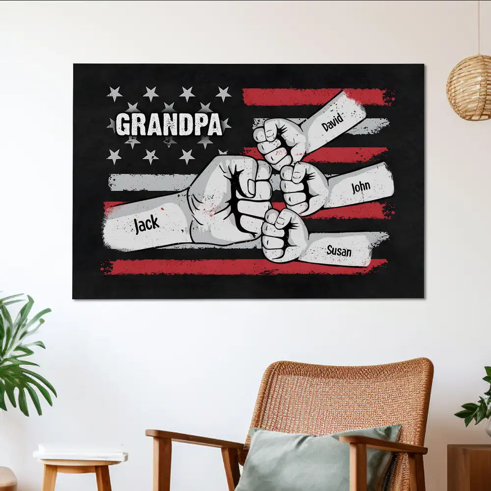 Custom Dad & Kids Fist Bump Canvas Poster - Personalized Father's Day – DoyoBest