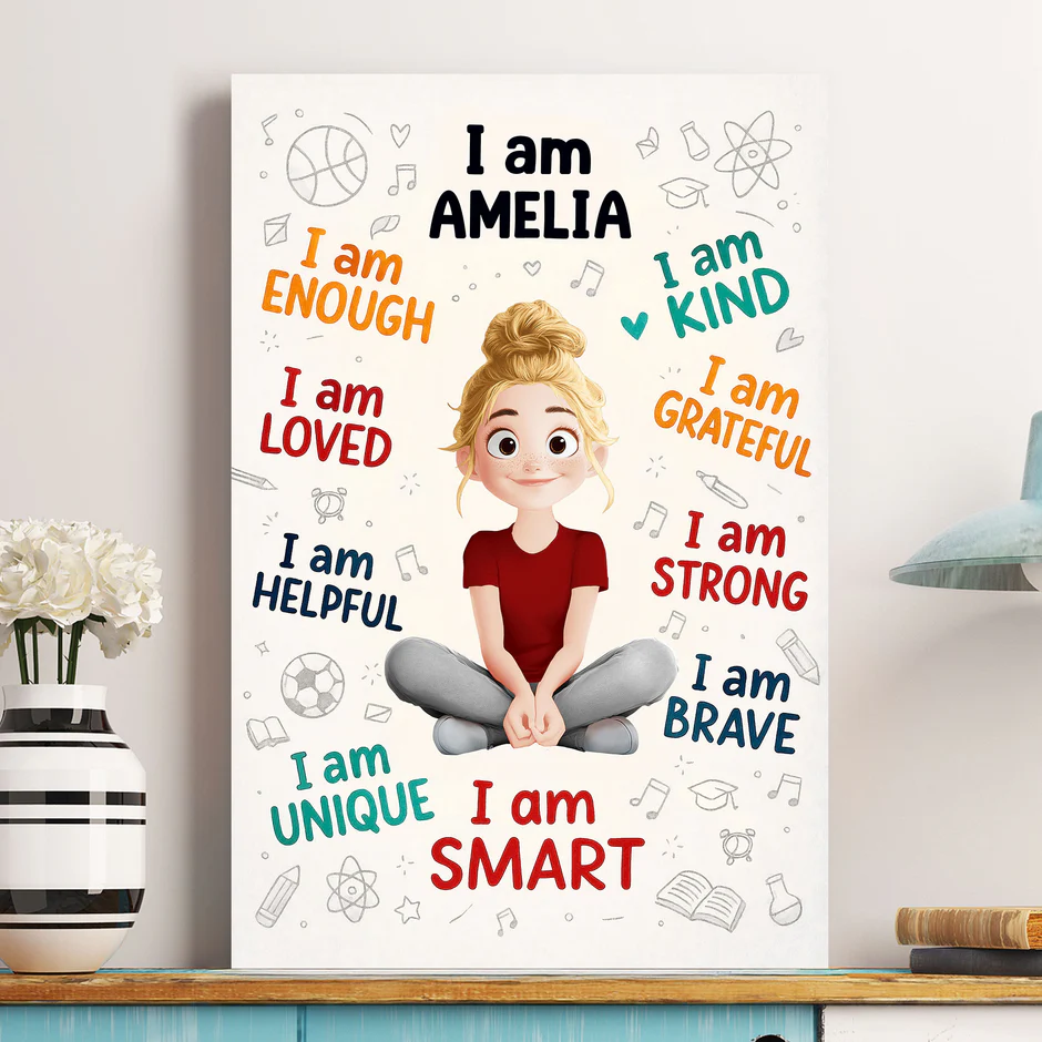Custom Kids Affirmation Poster | Cute Inspirational Canvas Art to Buil ...