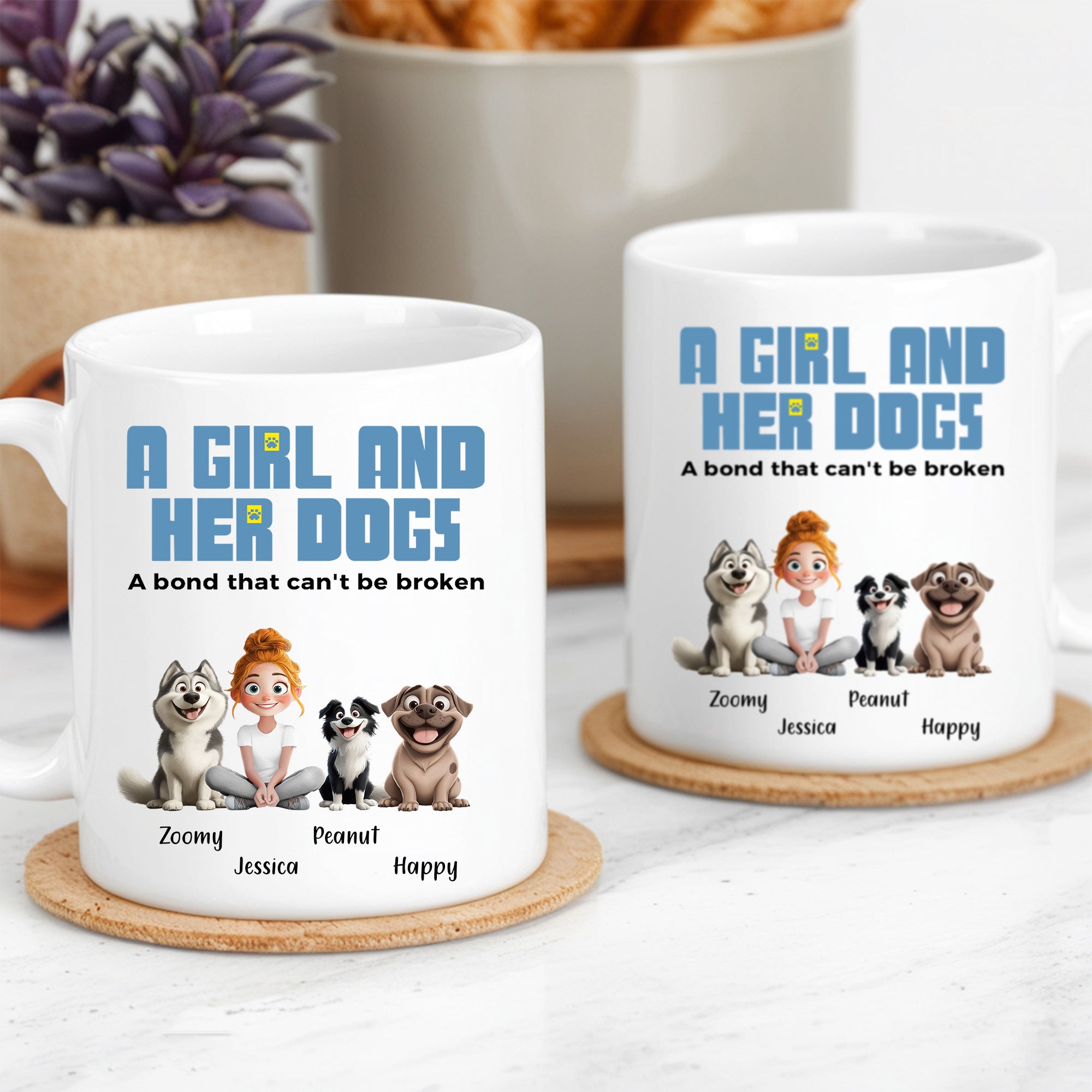A Girl and Her Dogs" Personalized Mug, Special Gift for Pet Lovers, Pe ...