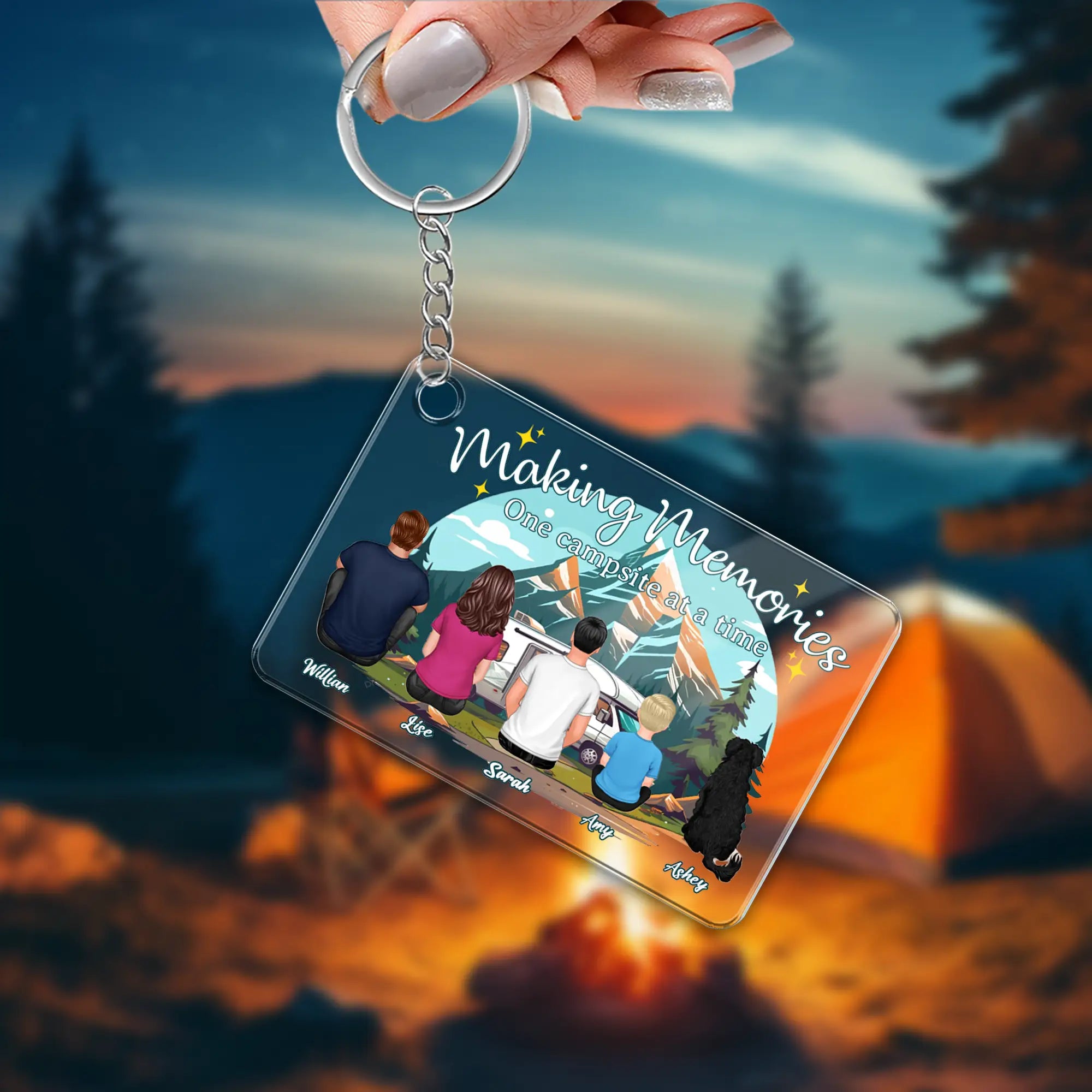 Camping Family Back View Design - Personalized Keychain, Poster, Car H ...