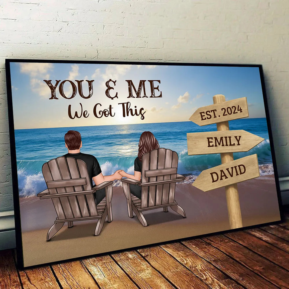 Custom Couple Poster – "YOU & ME" with Personalized Date and Beach Sce ...