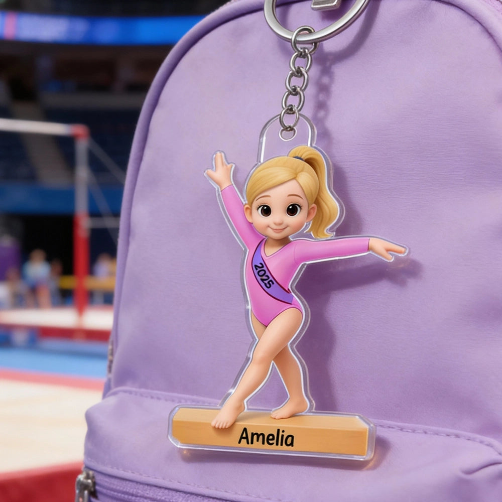 Custom Name Gymnastics Acrylic Keychain Bright Cute Charm for Backpack ...