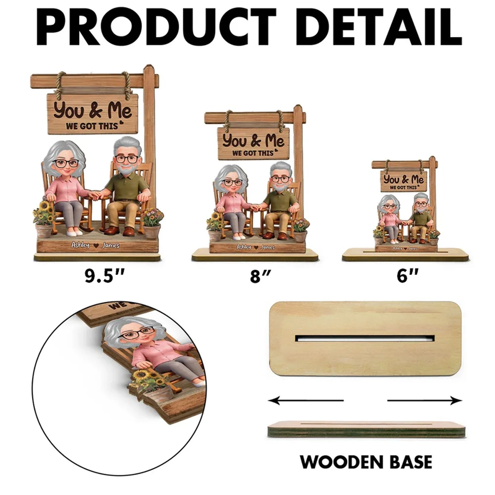 Personalized 2-Layer Wooden Plaque Rocking Chair Couple, You & Me We G ...