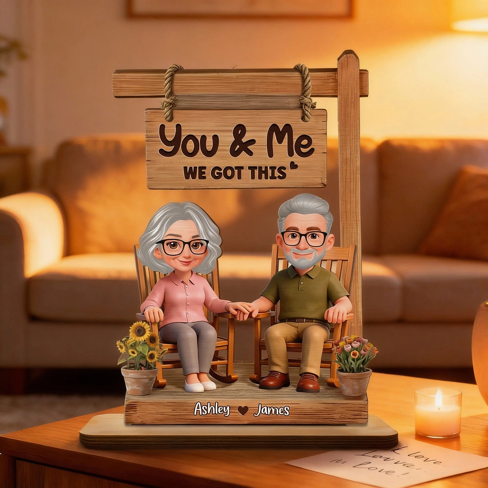 Personalized 2-Layer Wooden Plaque Rocking Chair Couple, You & Me We G ...