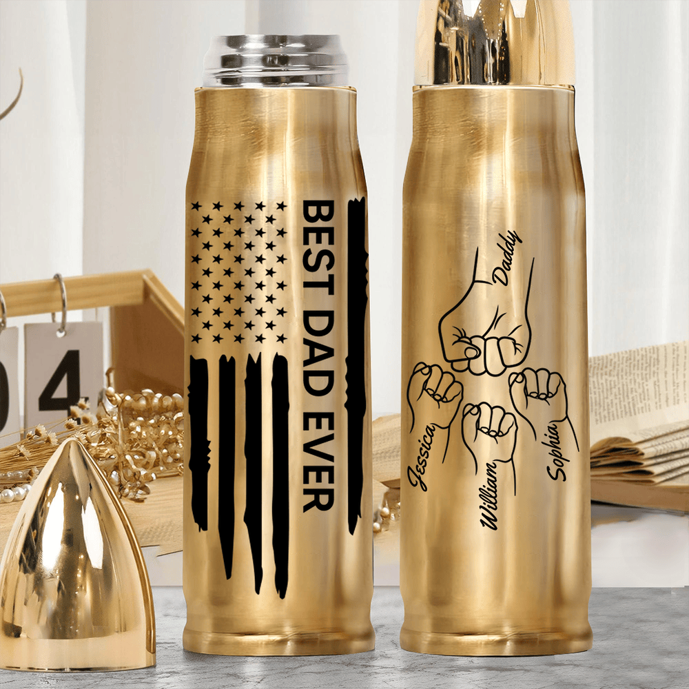 “Best Papa Ever” Bullet Tumbler – Personalized Fist-Bump Names, Father ...