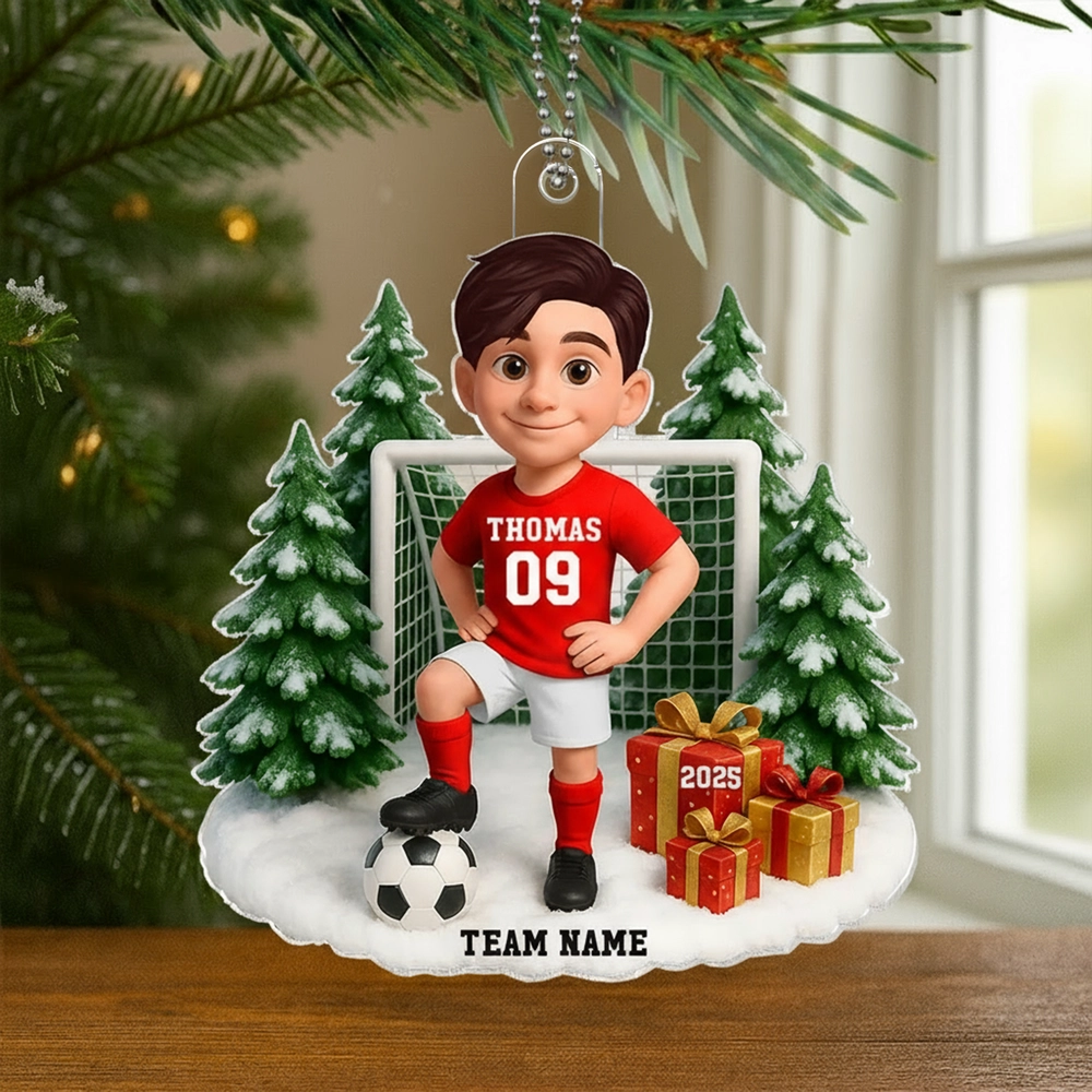 Kids Soccer Goal Ornament with Snowy Ball & Net Scene | Holiday Gift ...