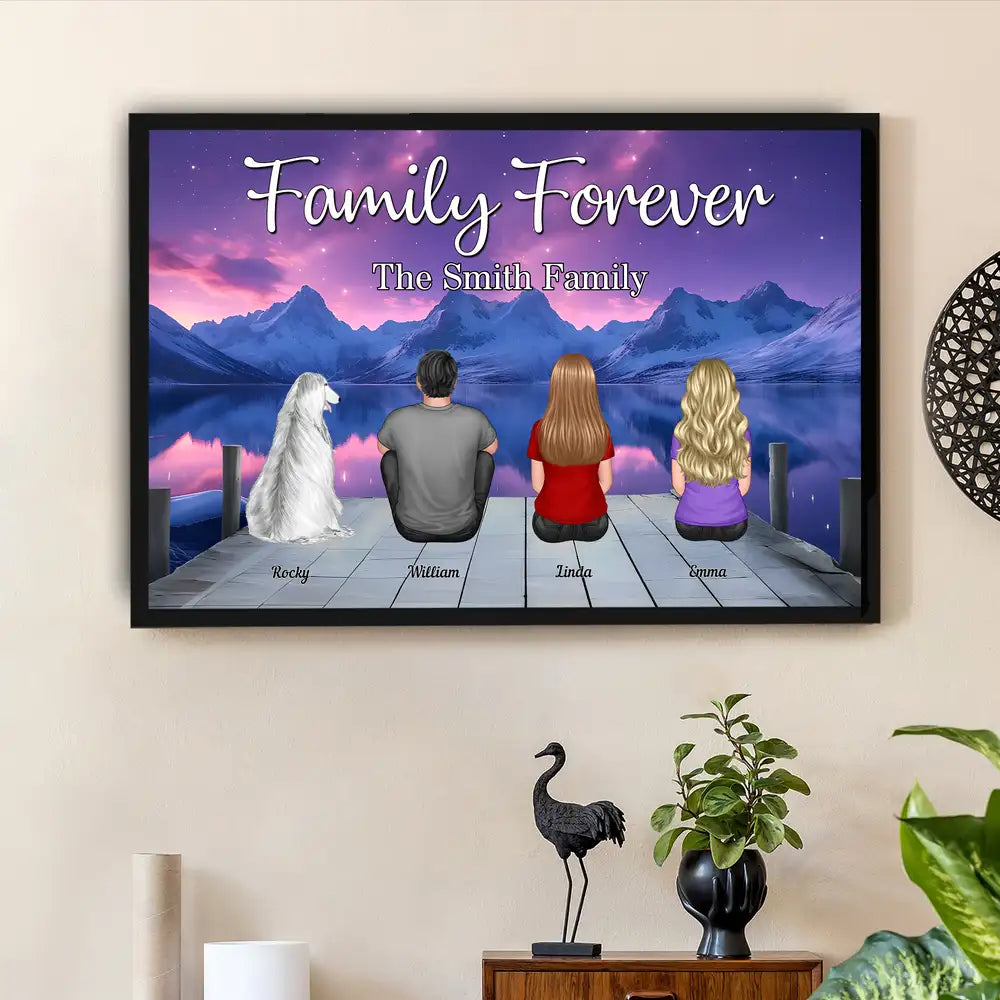 Custom Family Poster – “Family Forever” Back View with Names, Kids and ...