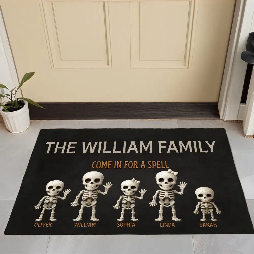 Skeleton Family Welcome Standard Doormat, Halloween Décor for Fun Entr ...