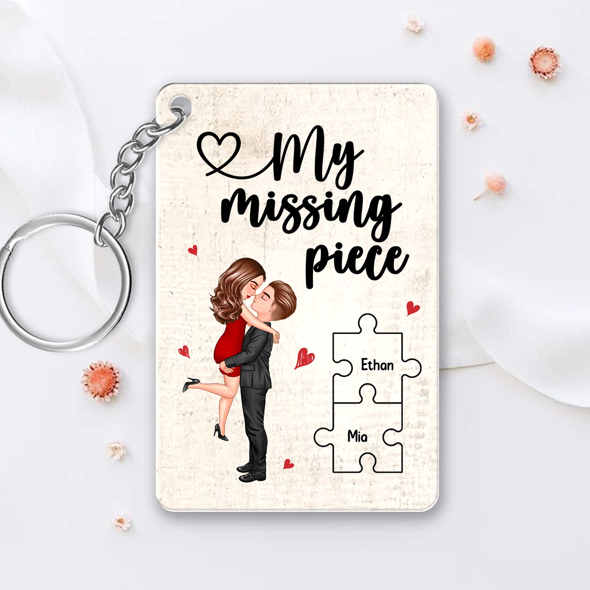 My Missing Piece - Couple Embracing Keychain, A Romantic Personalized ...