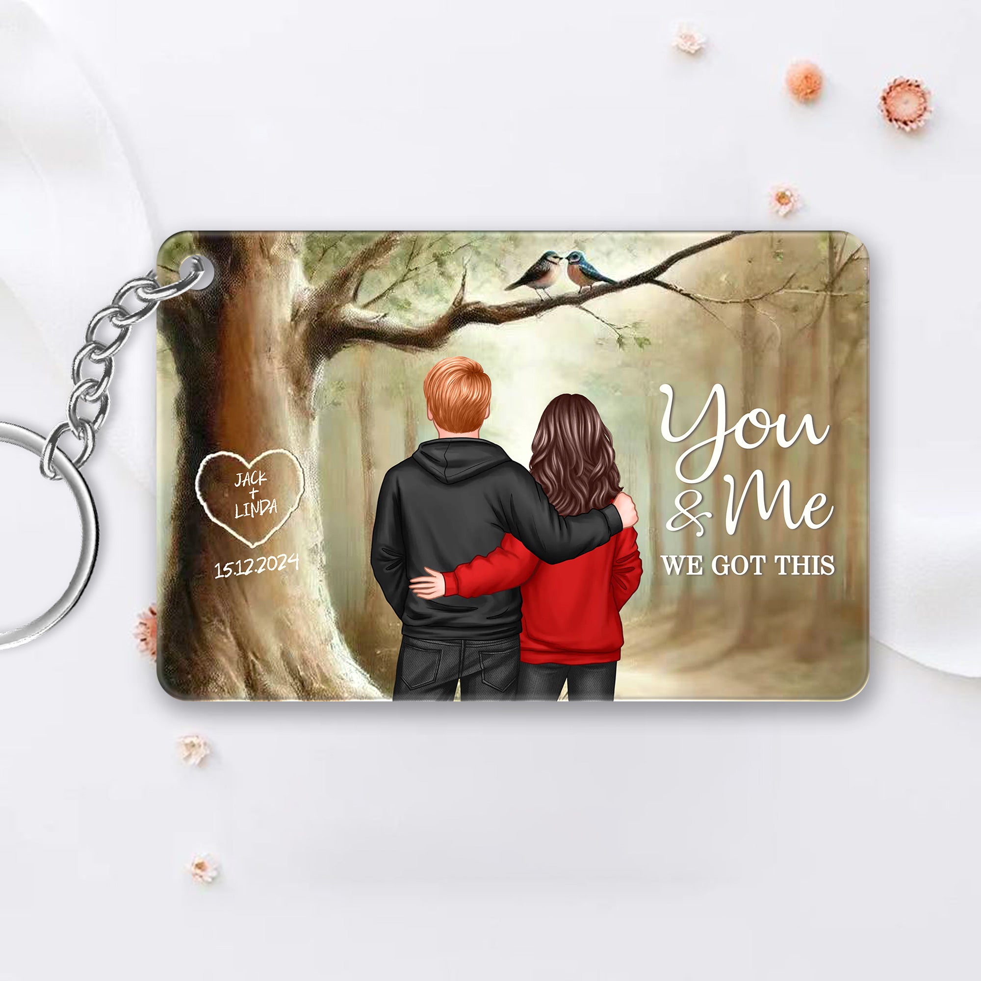 "You & Me" Personalized Couple Keychain - Perfect Sentimental Gift for ...