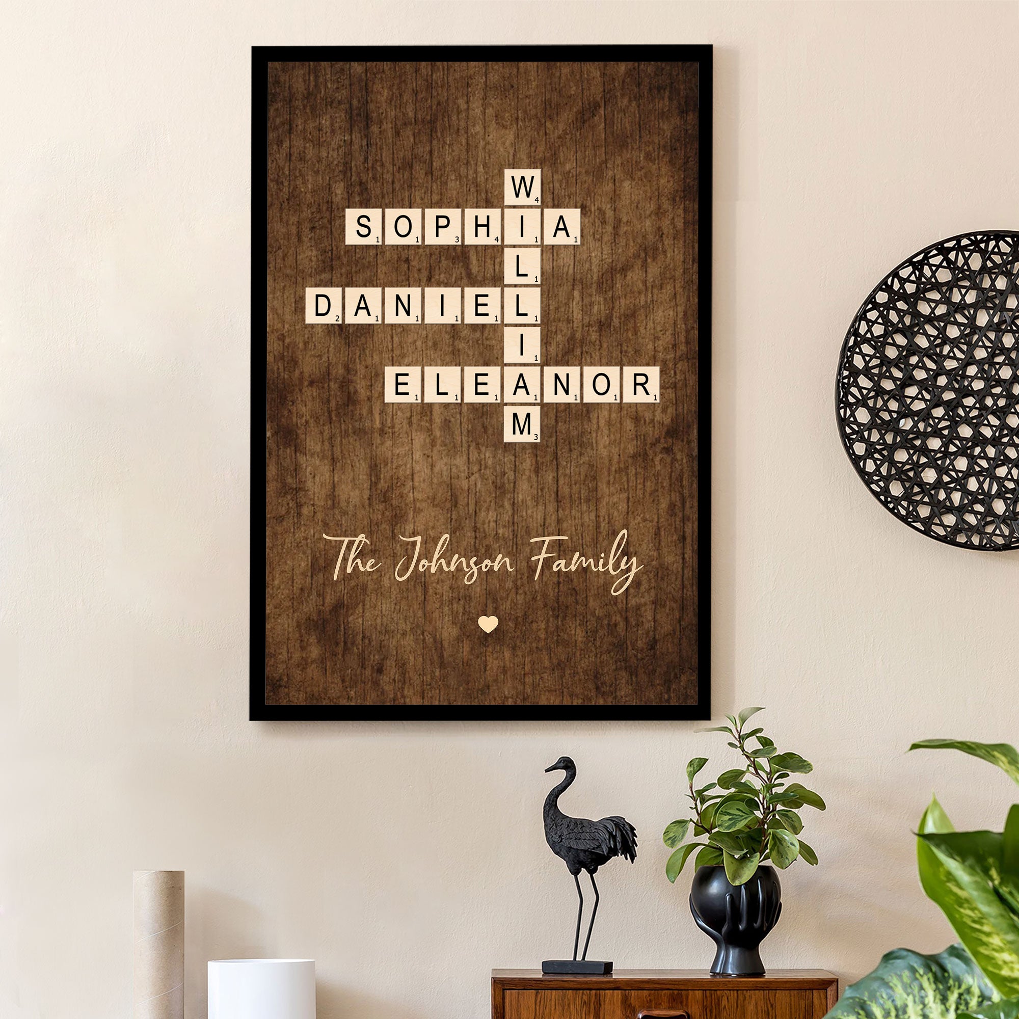Scrabble Tile Family Name Poster – Personalized Scrabble-Inspired Post ...