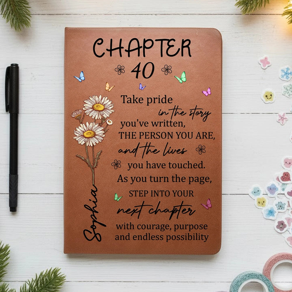 Personalized Leather Journal 'One More Chapter of Life' – Uplifting Ne ...