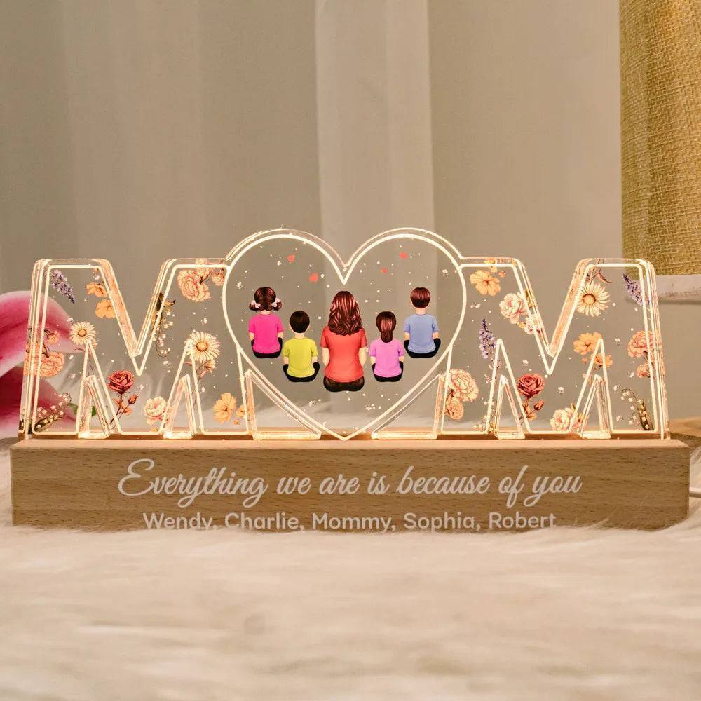 Heartlight Memories: Custom Family Glow, Custom Birth Month Flower Led ...