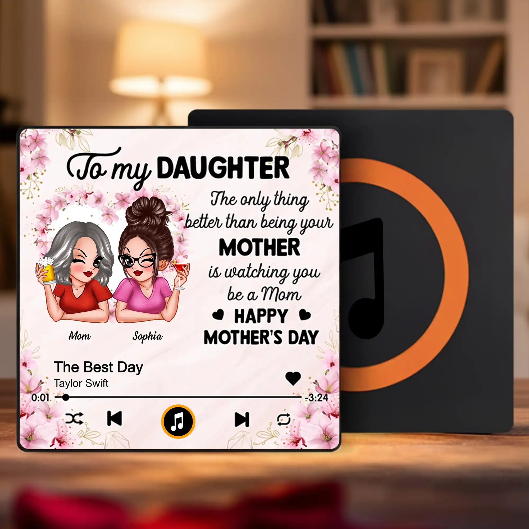 Acrylic Music Magnet For Mom and Daughter, Sweet Mother's Day Message ...