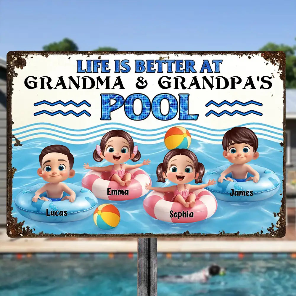 Personalized Iron Pool Sign for Family Poolside Decor – DoyoBest