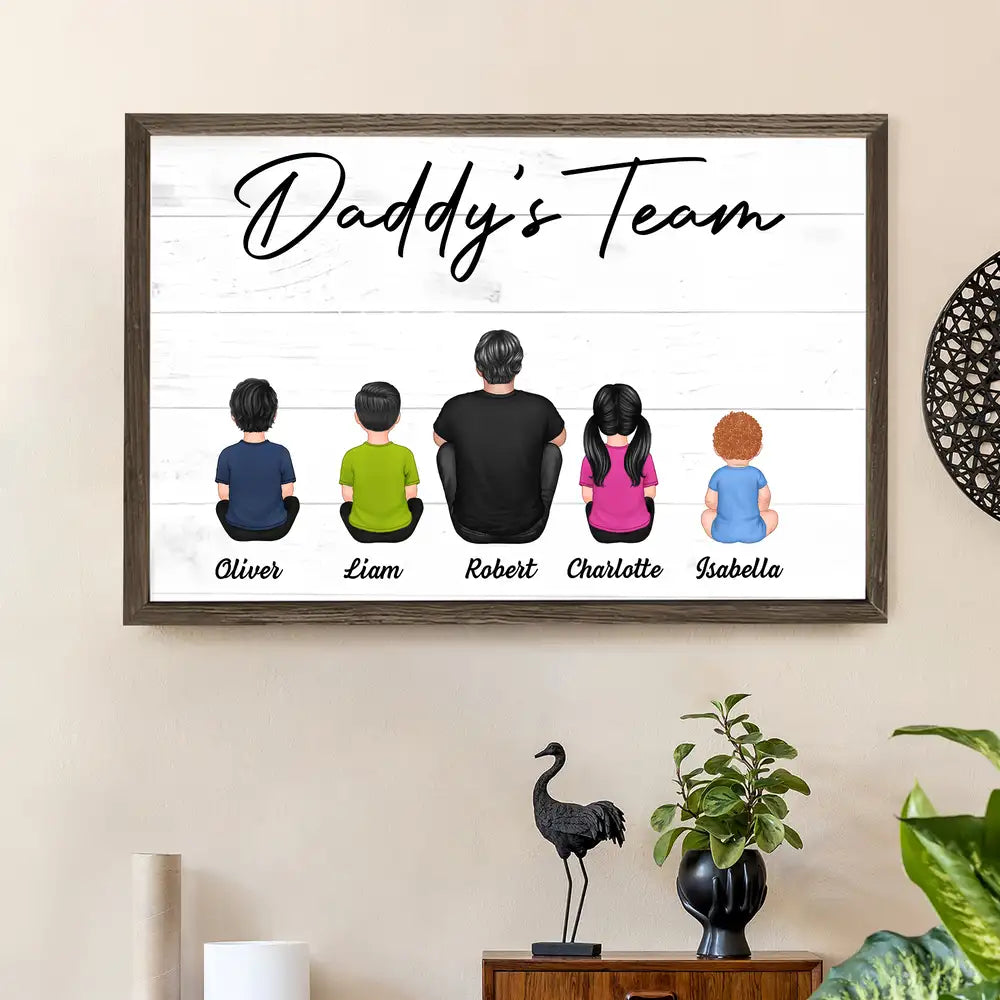 "Daddy's Team" – Personalized Father's Day Poster with Custom Family A ...