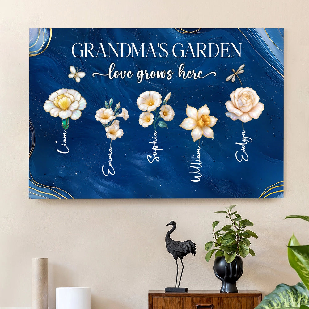 Grandma's Garden Poster - Birth Month Flowers Custom Wall Art for Moth ...