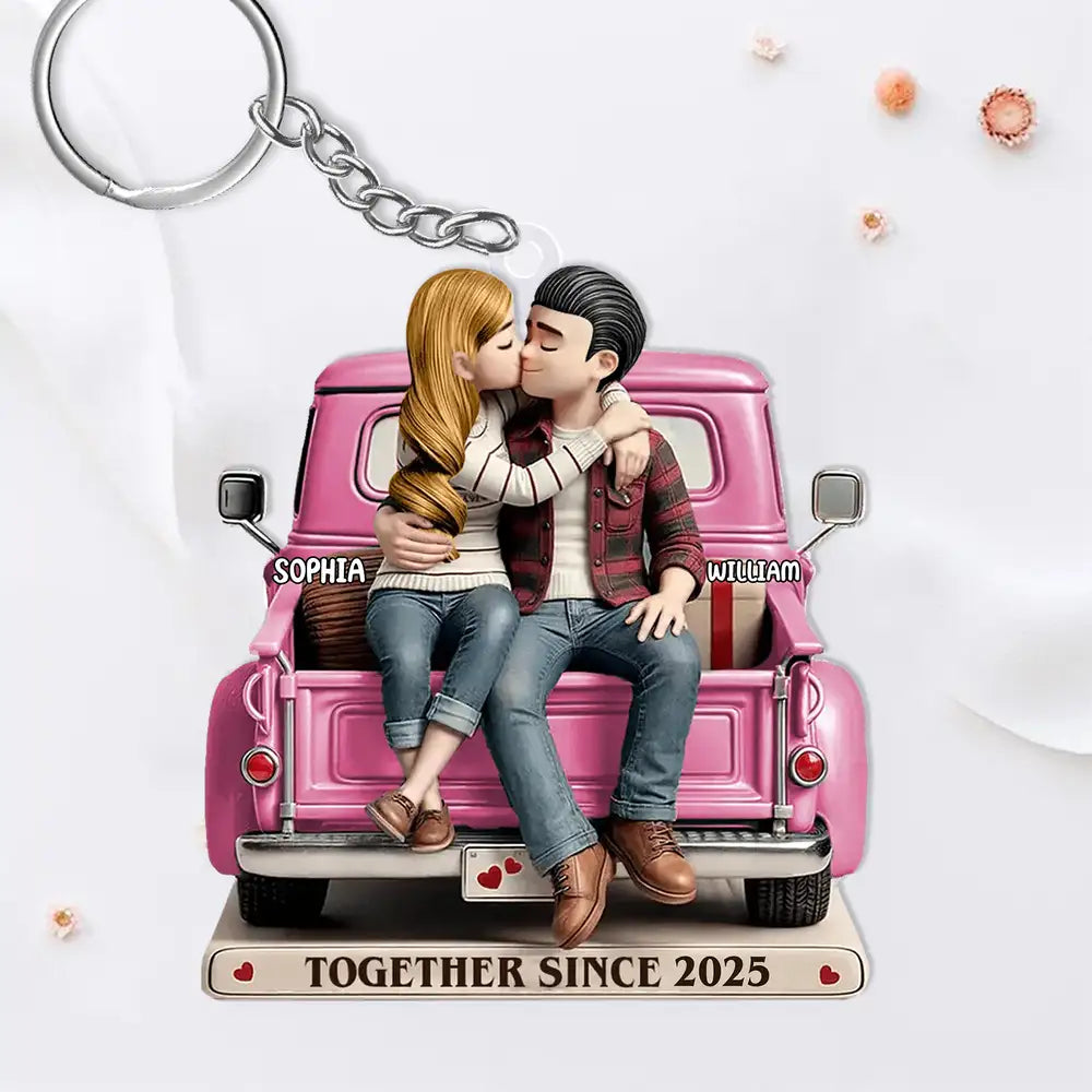 Love and Romance Acrylic Keychain - Personalized Couple Gift - Custom ...