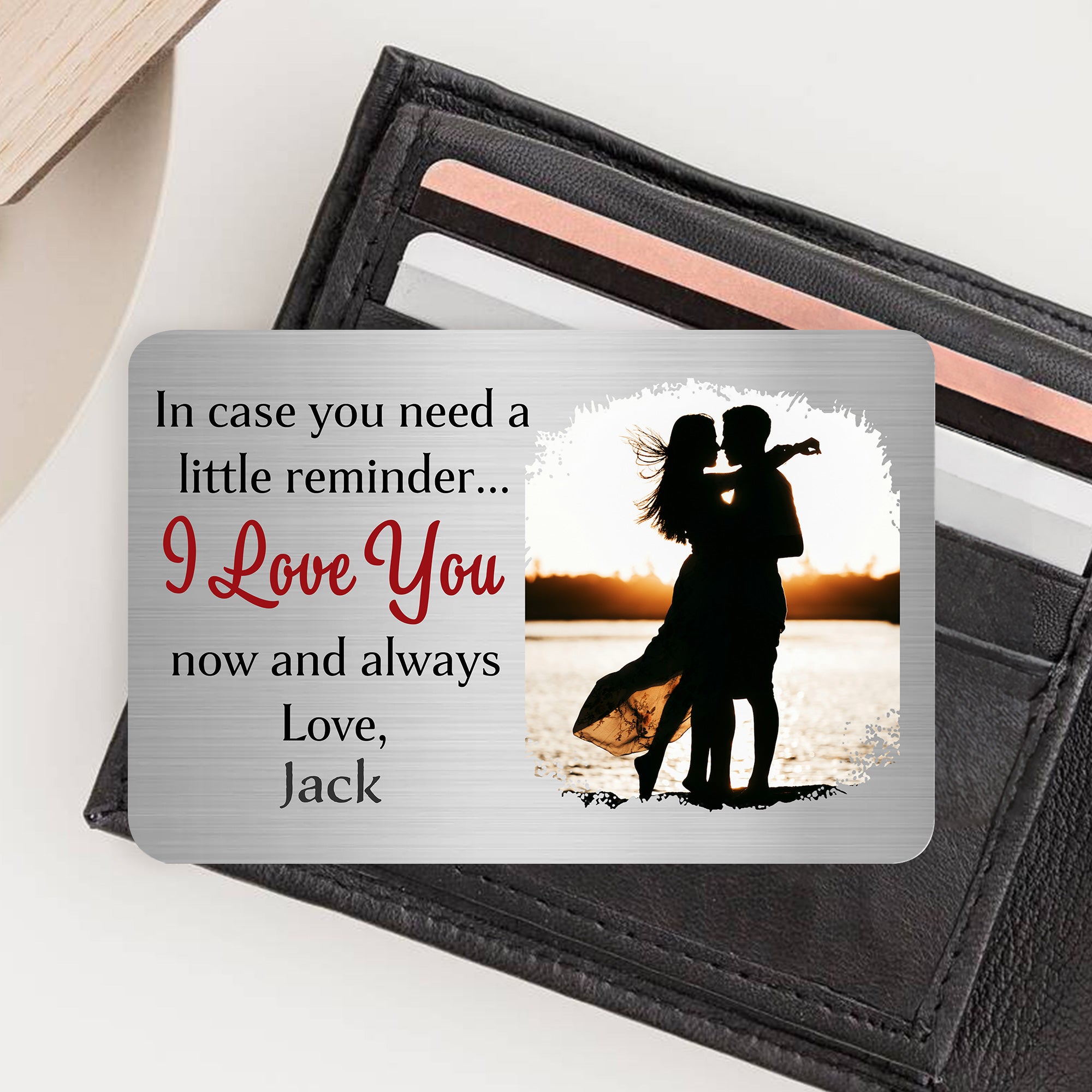 "I Love You" Custom Wallet Card – Engraved Love Message with Photo ...