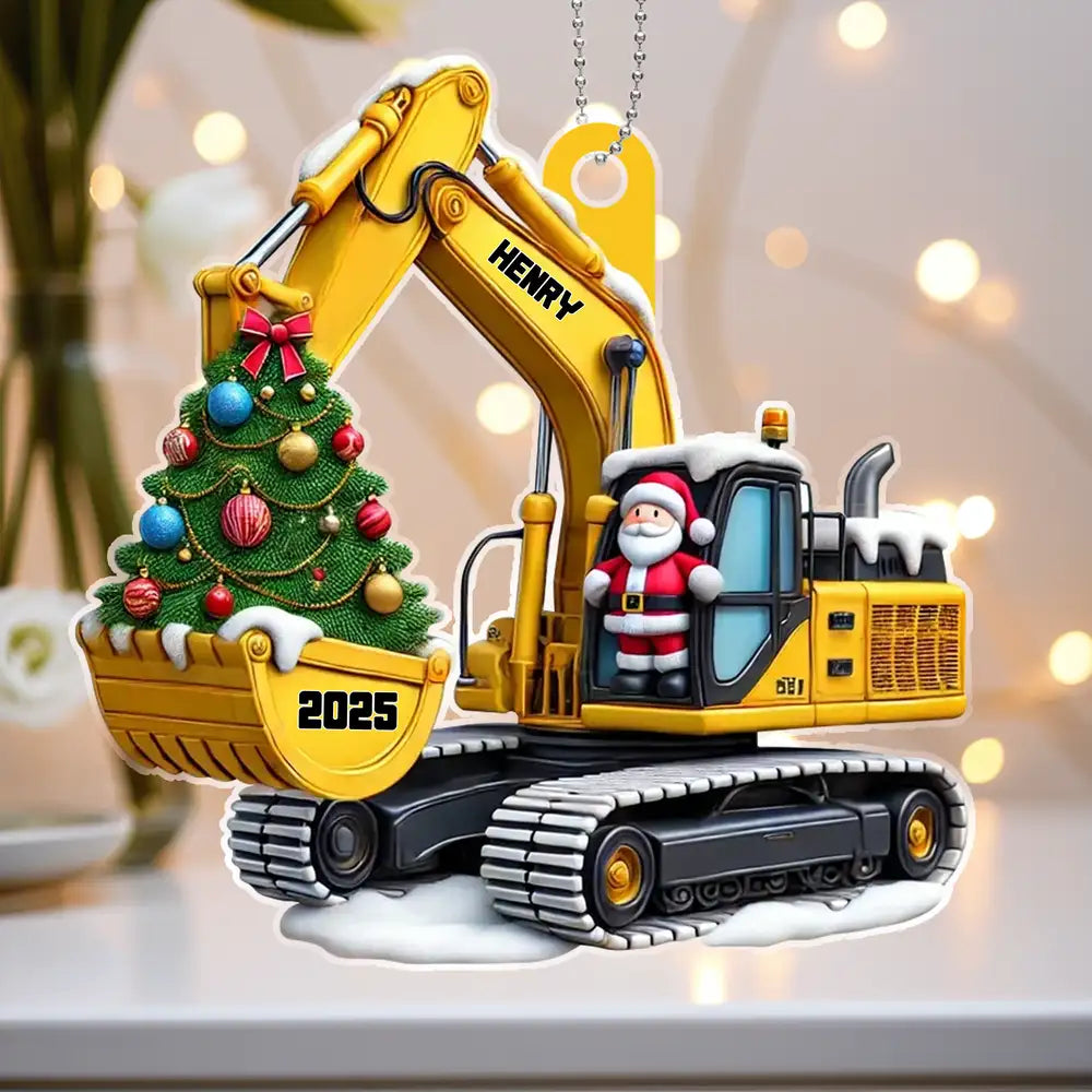 Custom Construction Truck Car Hanger with Christmas Tree and Santa – G ...