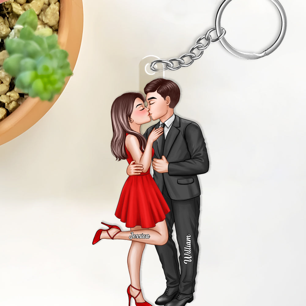 “Kissing Couple Acrylic Keychain – Custom Mini Figurine, Romantic Gift ...