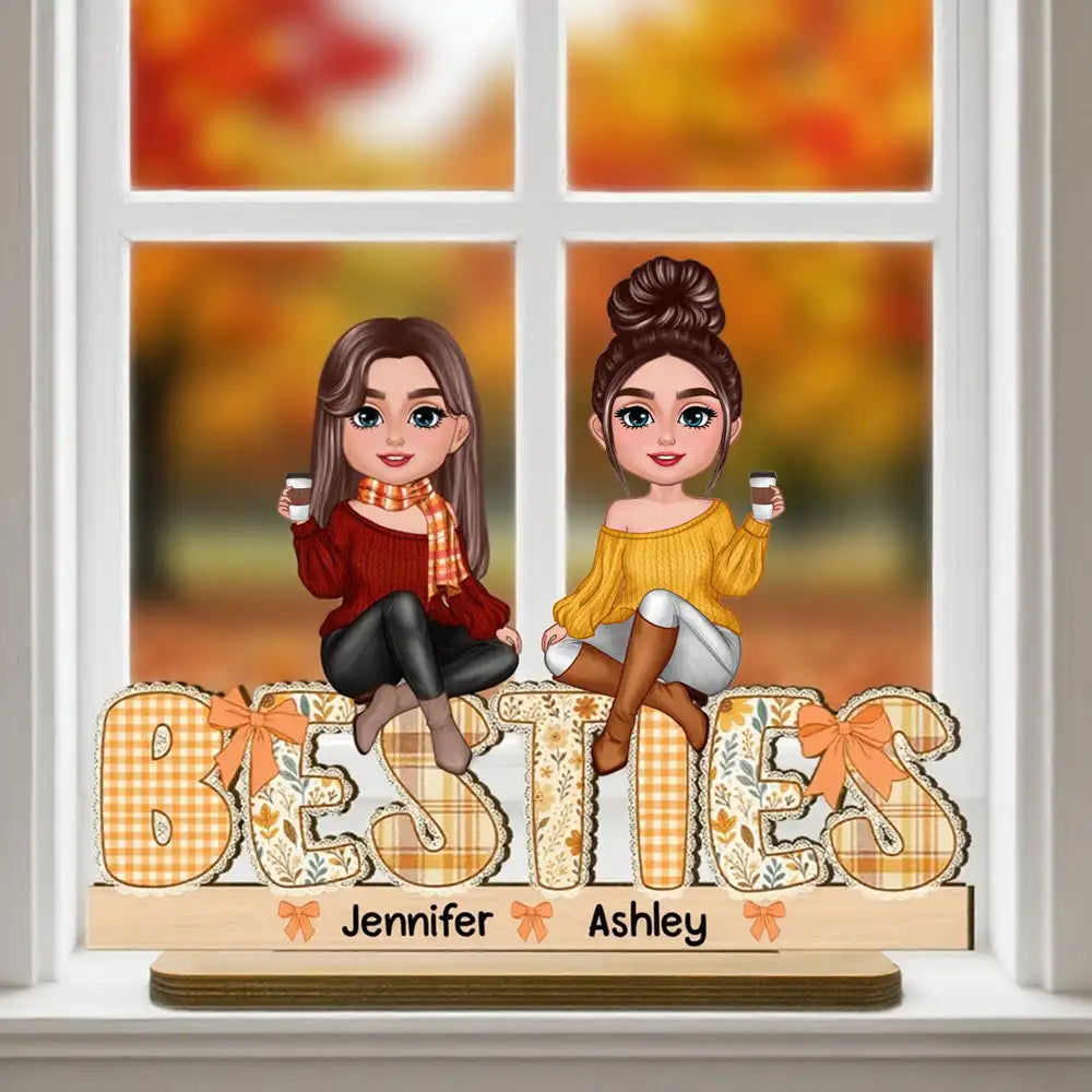 BESTIES Wooden Plaque – Autumn Coffee Time with Friends & Sisters, Per ...