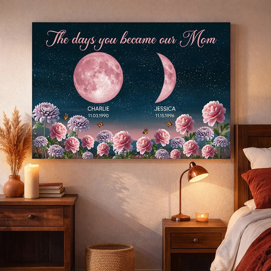 The Days You Became Our Mom Poster, Personalized Moon Phases and Birth ...