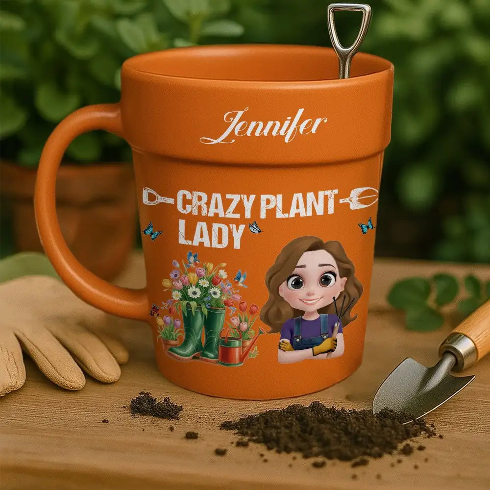 Crazy Plant Lady Personalized Plant Pot Mug – Cute Custom Gift for Gar ...