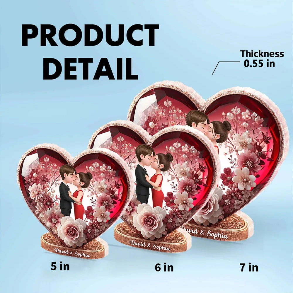 Eternal Love Heart Shaped Acrylic Block Plaque, Personalized Keepsake ...