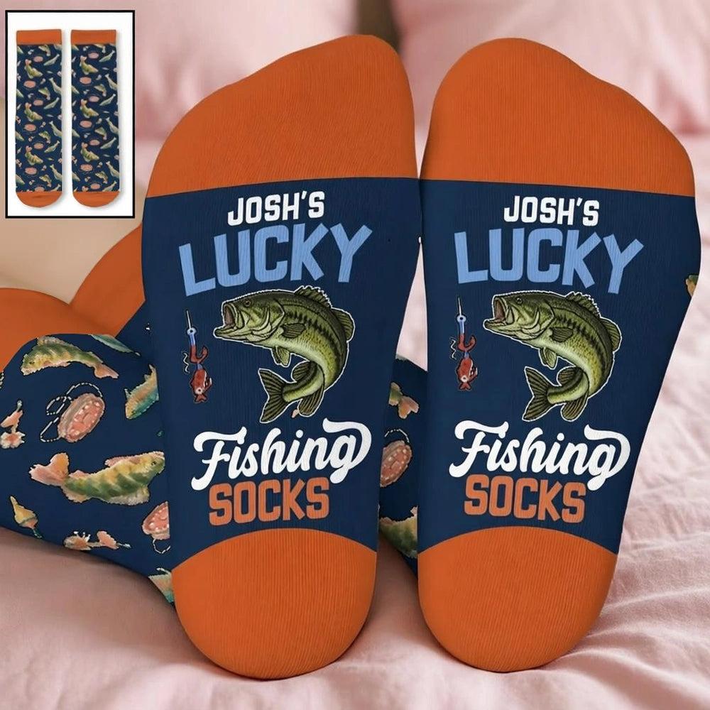 Personalized Fishing Crew Socks with Custom Name, Lucky Fisherman Gift ...