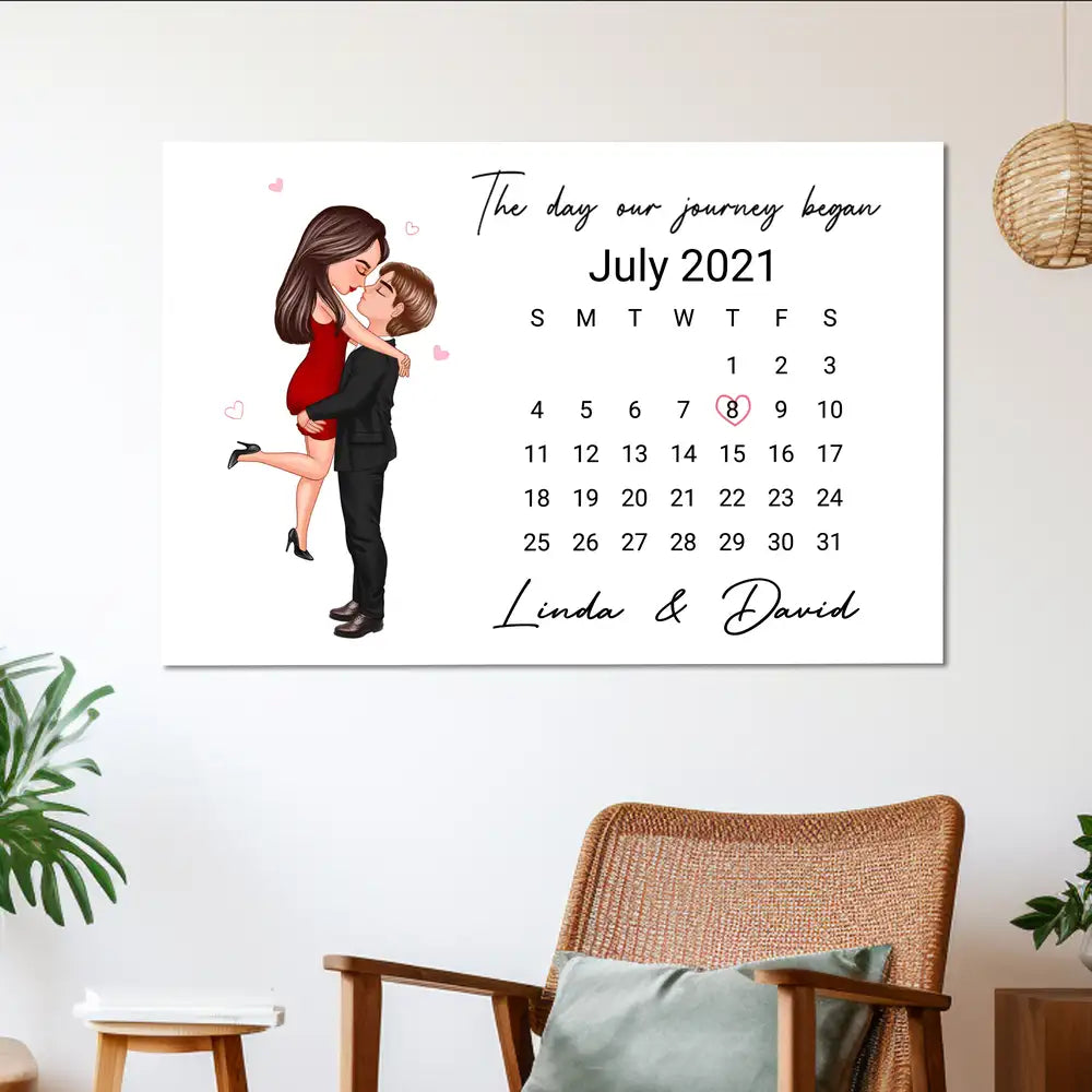 Custom Couple Calendar Poster – Anniversary Date and Artwork for Your ...