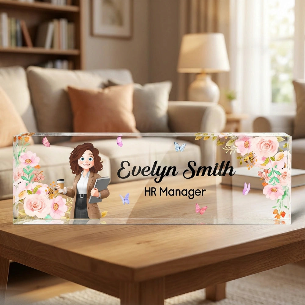 Personalized Rectangle Acrylic Block Plaque for Office Desk Decor – Cu ...