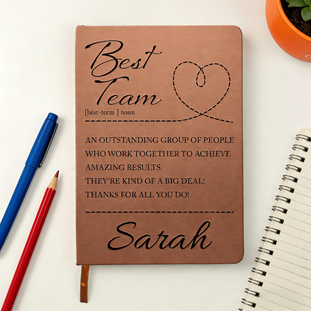 Custom Best Team Leather Journal for Employees and Coworkers, Thoughtf ...