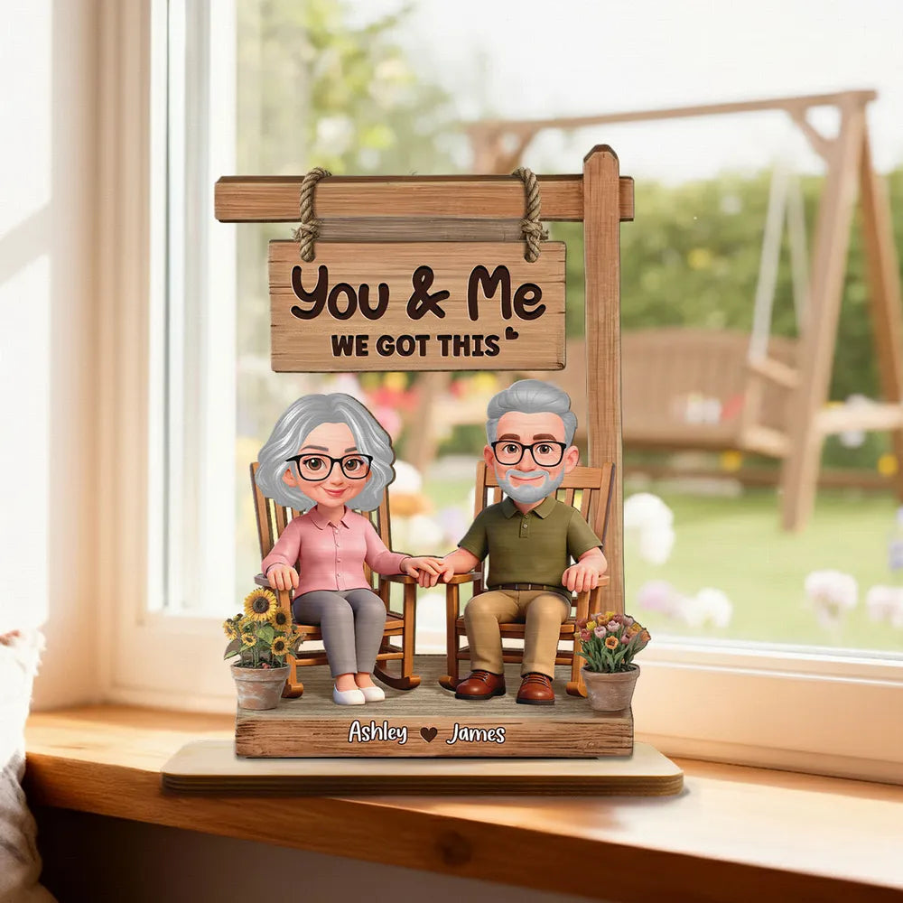 Personalized 2-Layer Wooden Plaque Rocking Chair Couple, You & Me We G ...