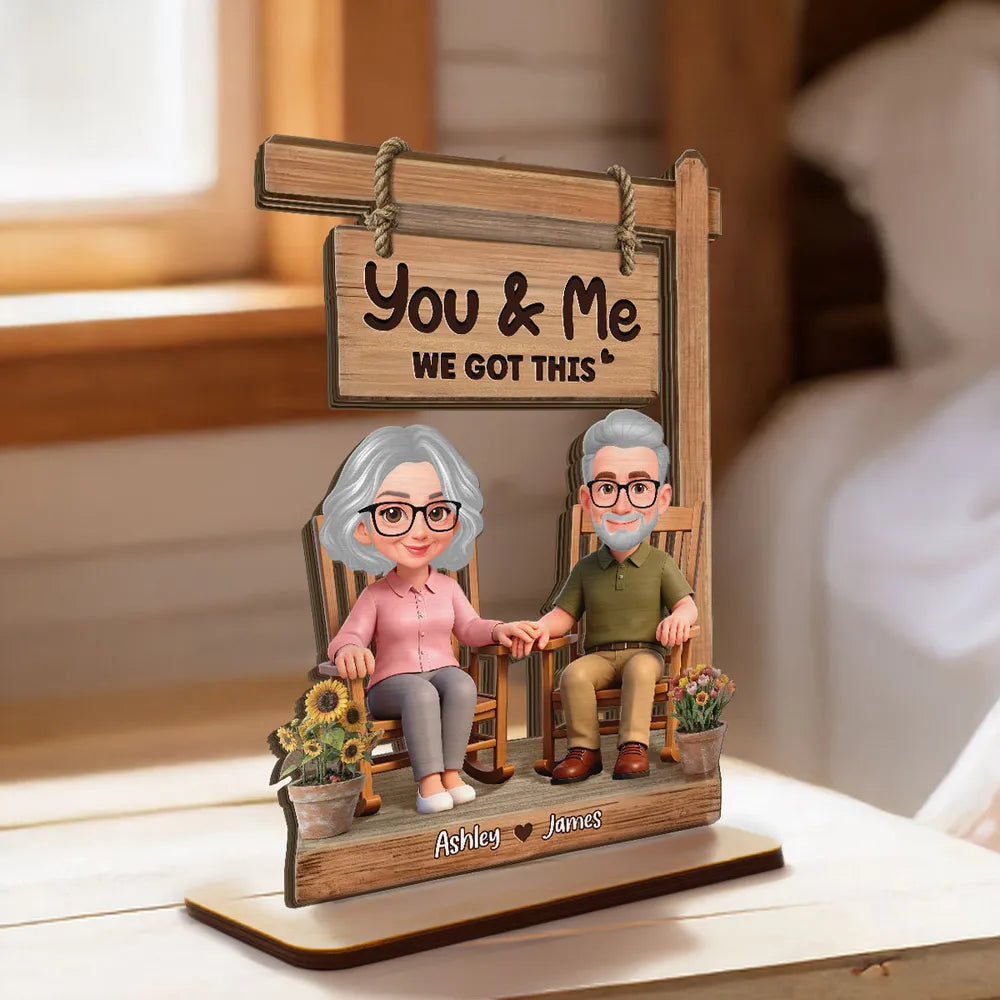 Personalized 2-Layer Wooden Plaque Rocking Chair Couple, You & Me We G ...