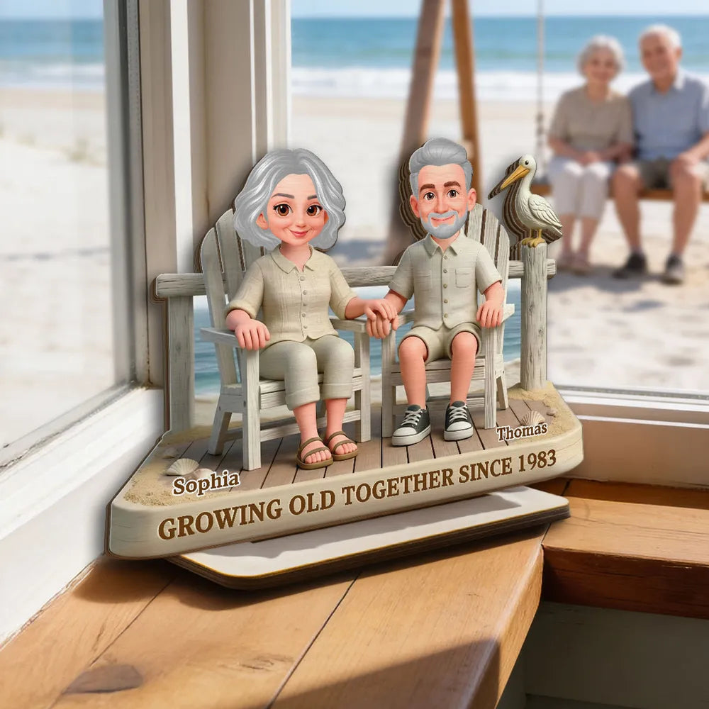 Personalized 2-Layer Wooden Plaque Beach Chair Couple Scene, Unique An ...