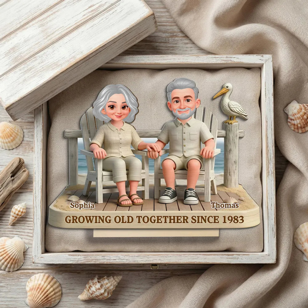 Personalized 2-Layer Wooden Plaque Beach Chair Couple Scene, Unique An ...