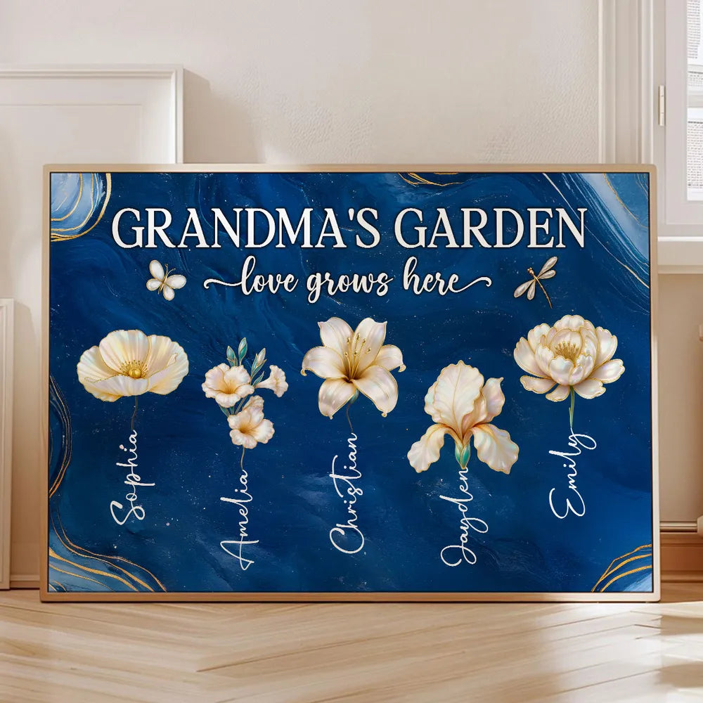 Grandma's Garden Poster - Birth Month Flowers Custom Wall Art for Moth ...