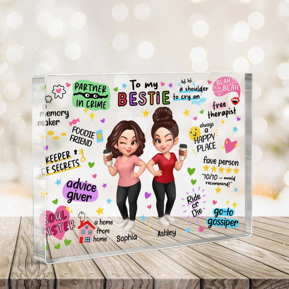 To My Bestie – Personalized Acrylic Block Plaque for Sisters with Fun ...