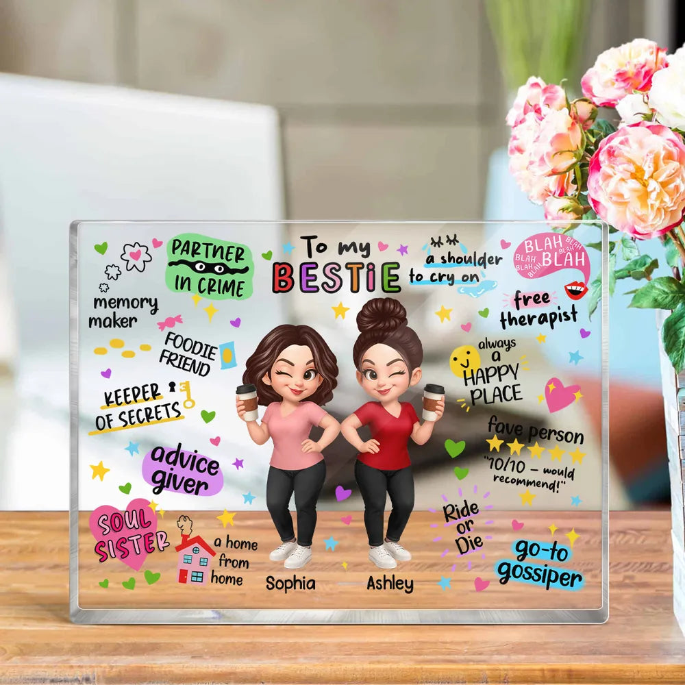 To My Bestie – Personalized Acrylic Block Plaque for Sisters with Fun ...