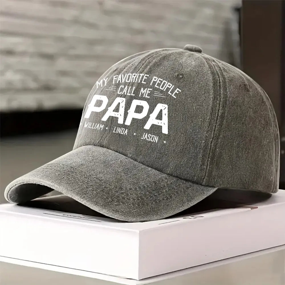 Personalized Washed Denim Baseball Cap with Papa Quote, Custom Kids' N ...