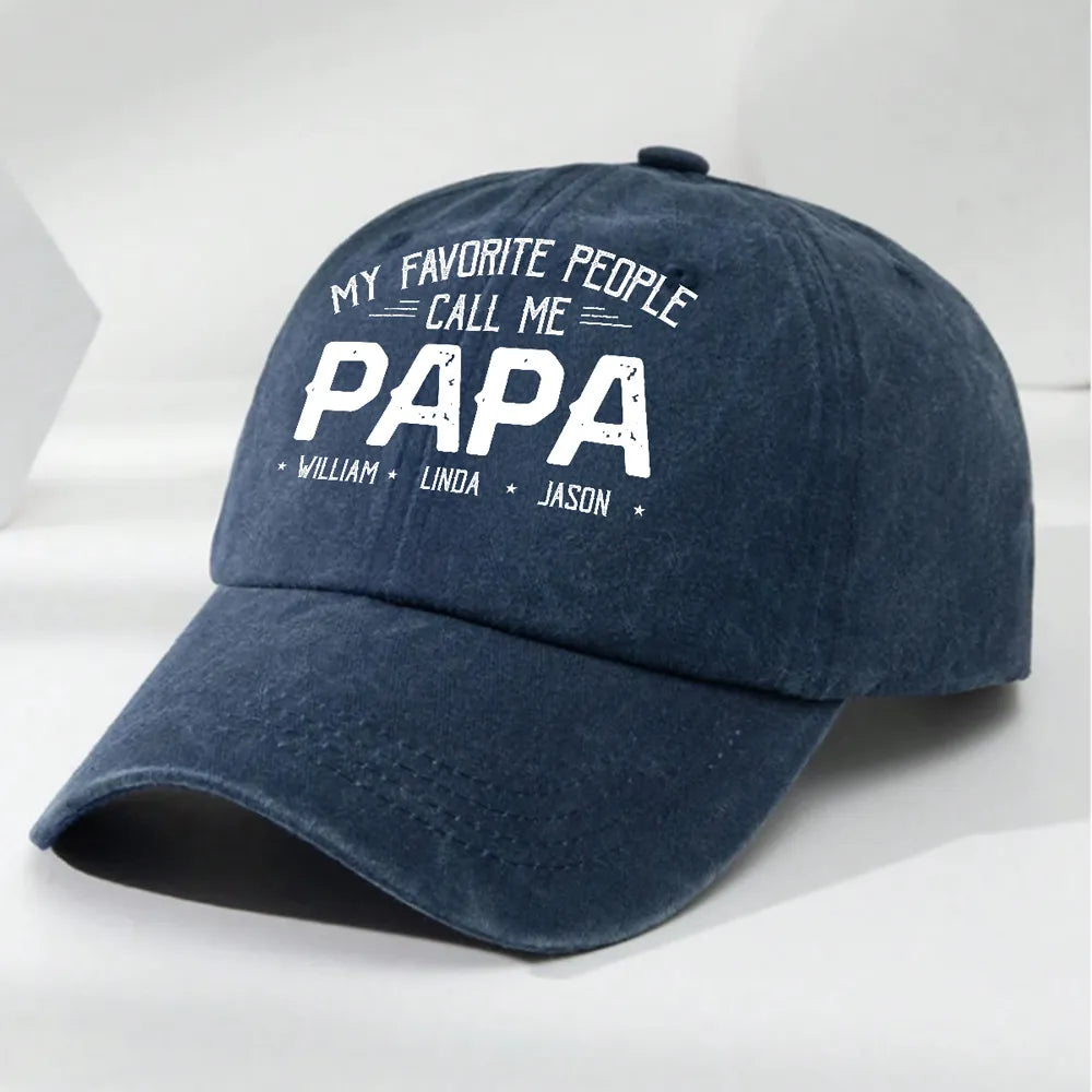 Personalized Washed Denim Baseball Cap with Papa Quote, Custom Kids' N ...