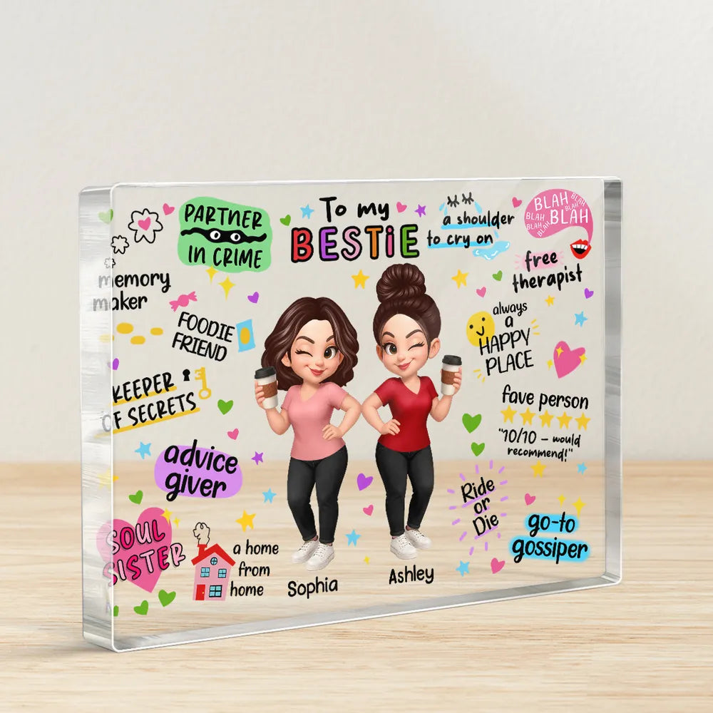To My Bestie – Personalized Acrylic Block Plaque for Sisters with Fun ...
