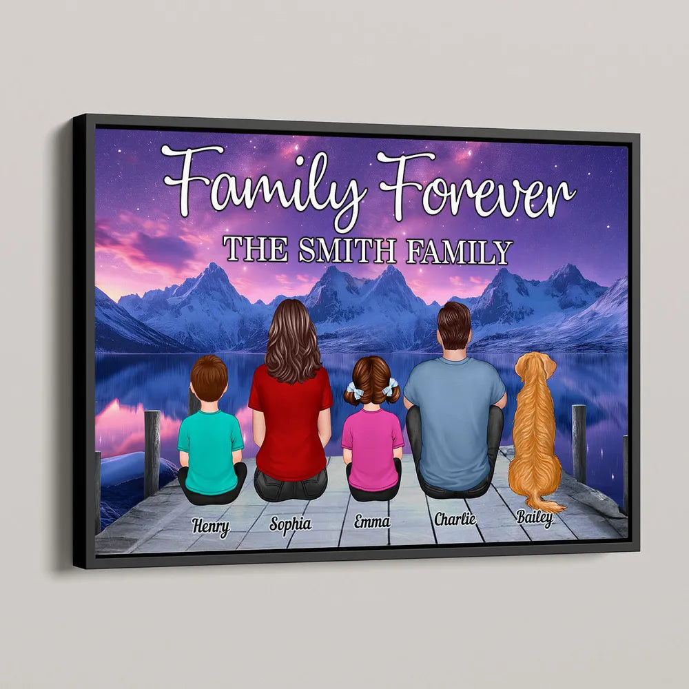 Custom Family Poster – “Family Forever” Back View with Names, Kids and ...