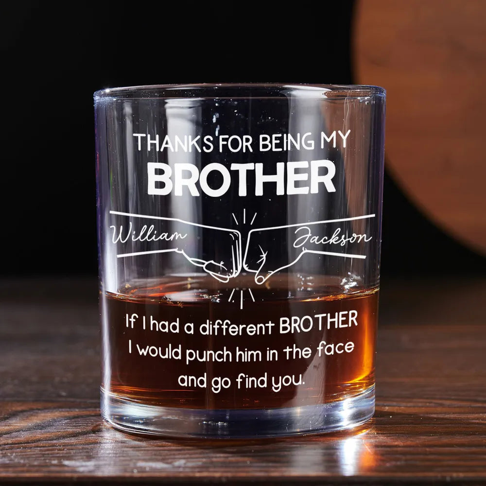 Whiskey Glass with Brother Fist Bump Design, High Clarity, Fun and Mem ...
