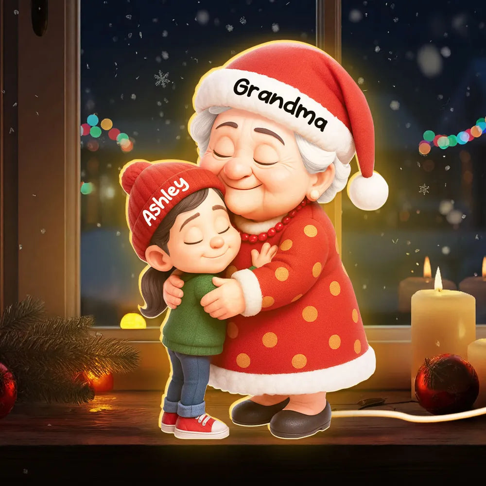 Grandma and Grandkid Hug Acrylic Light Box – A Heartwarming Christmas ...