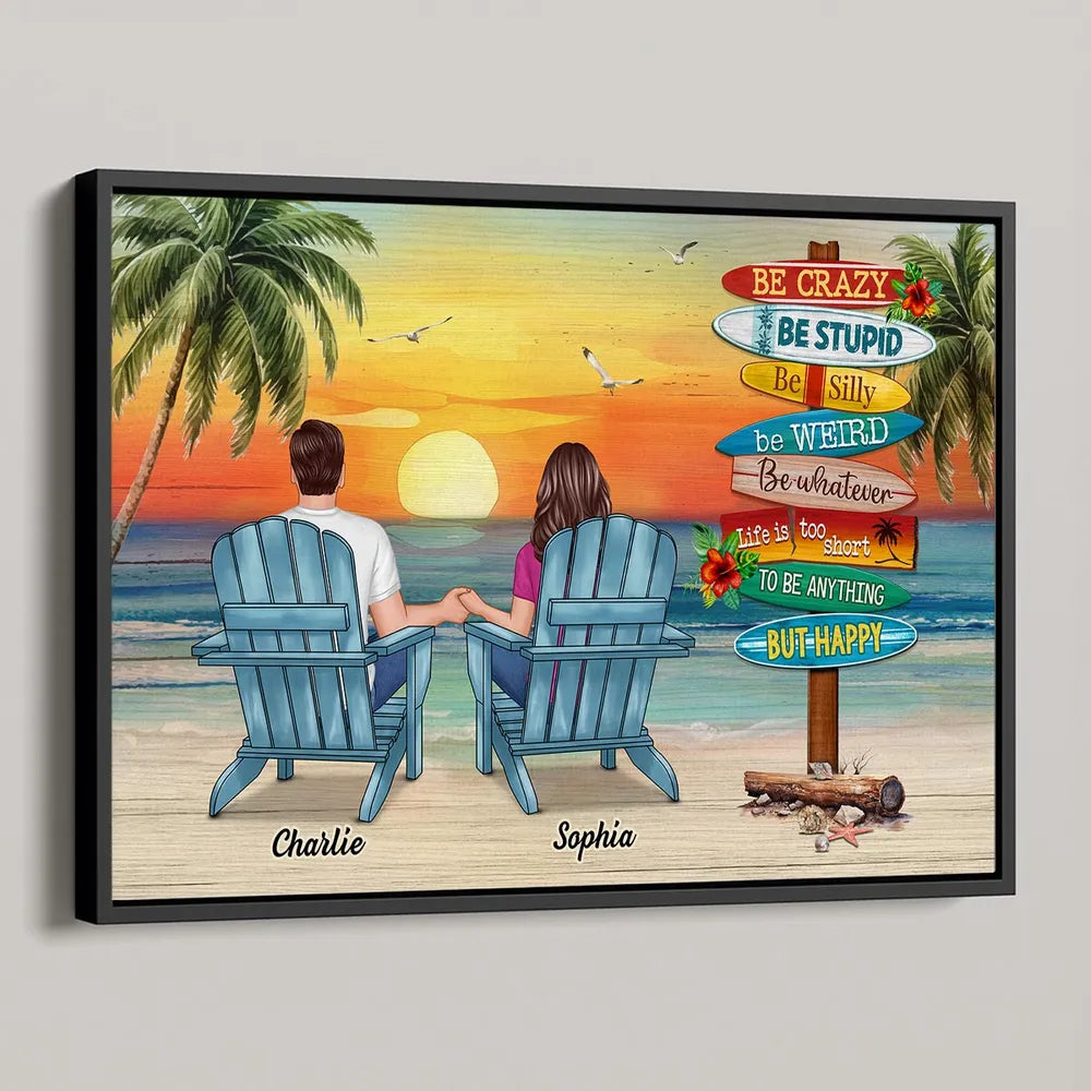 Personalized Beach Sunset Couple Poster, Holding Hands in Adirondack C ...