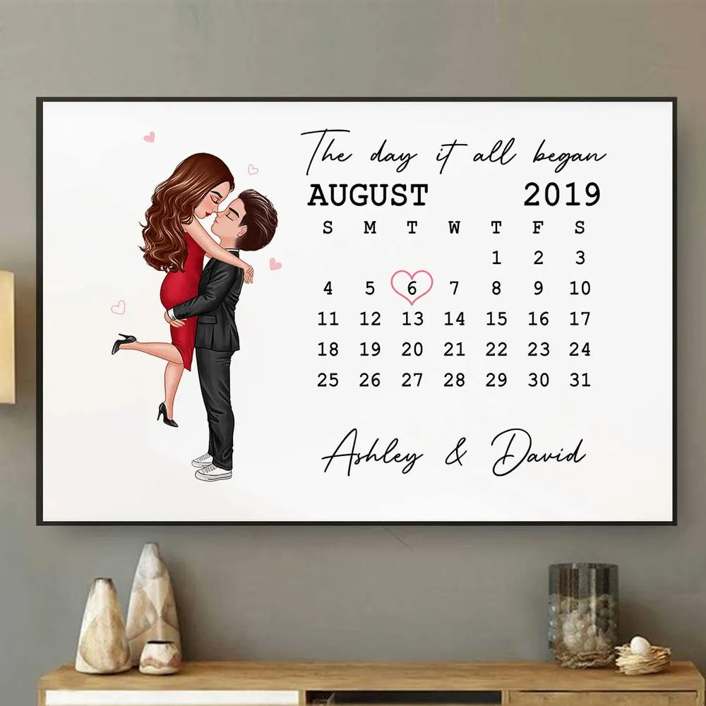 Custom Couple Calendar Poster – Anniversary Date and Artwork for Your ...