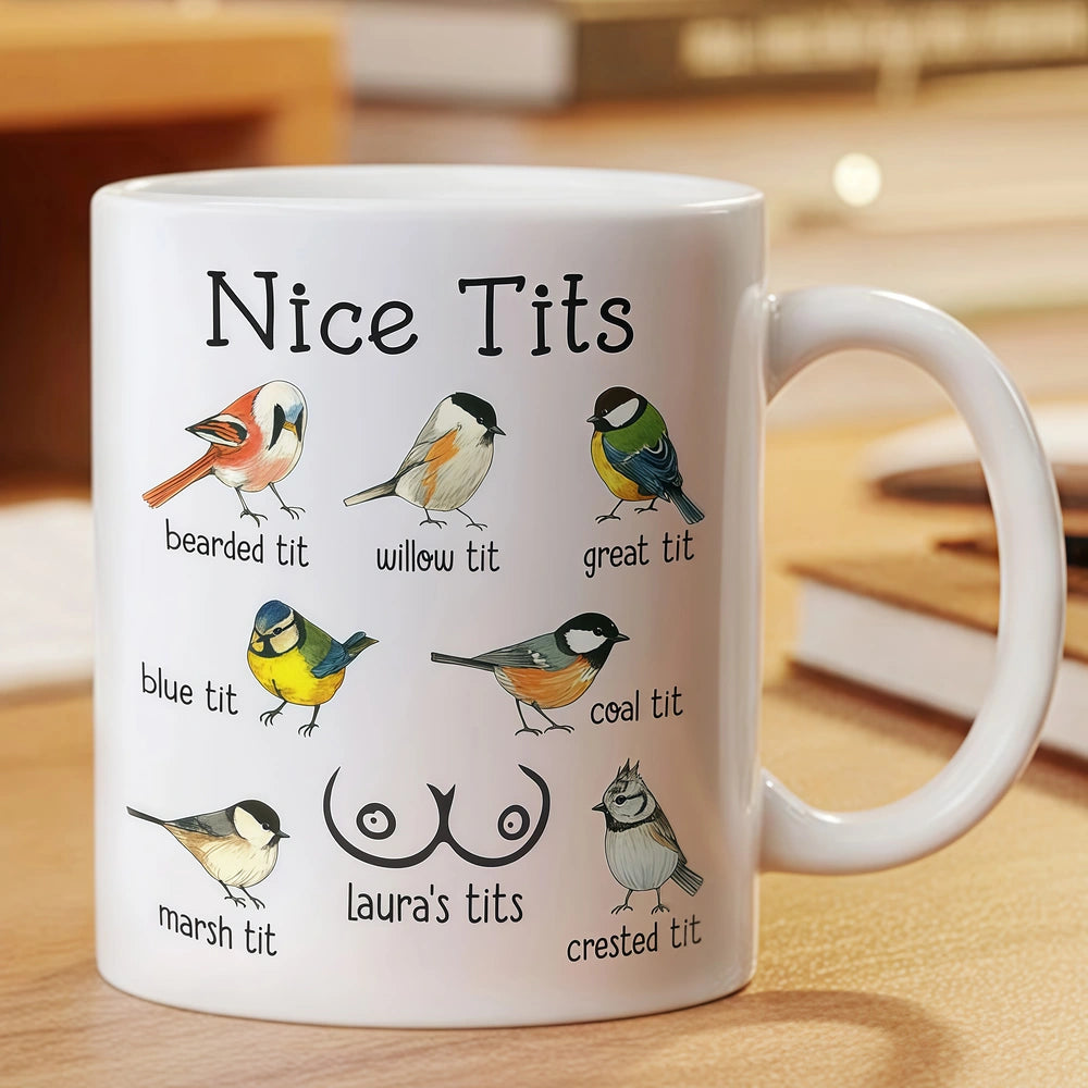 Personalized Ceramic Mug with Funny Bird Chart Design – Custom Name Ga ...