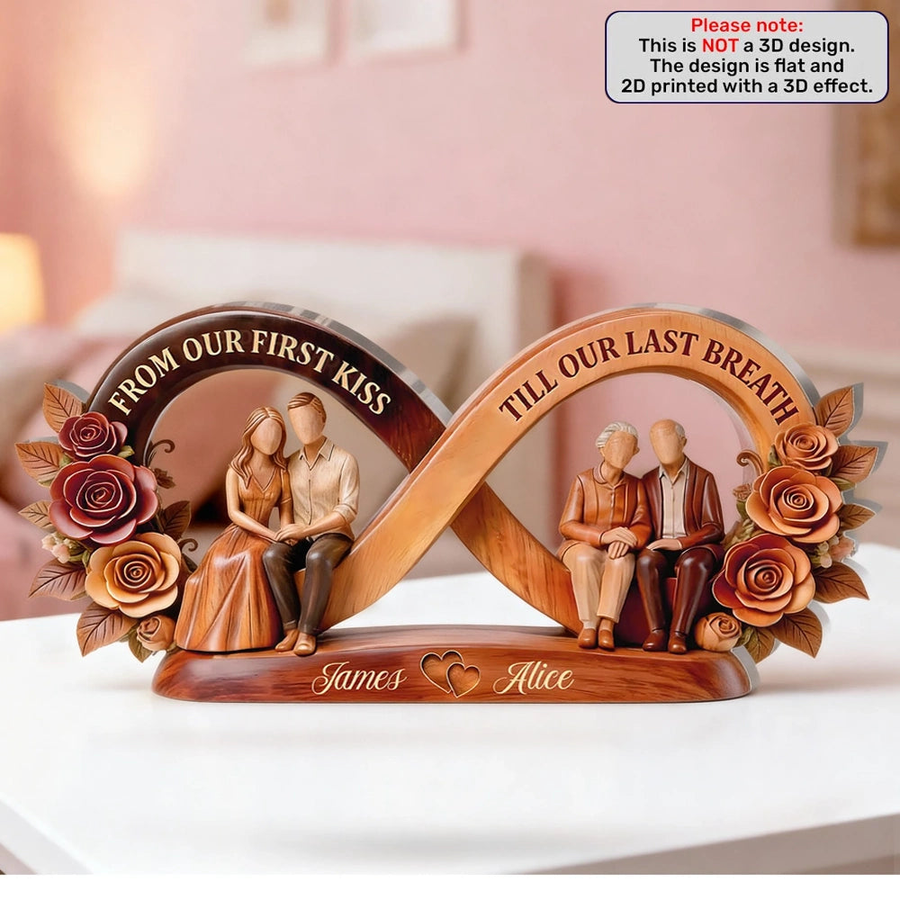 Shaped Acrylic Block Plaque with Infinity Love Memory Scene, Warm Rose ...